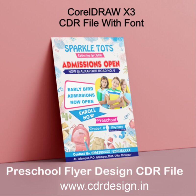 Preschool Flyer Design CDR File | School Handbill Design in CorelDRAW ...