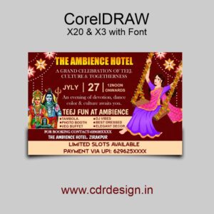 Teej Festival Invitation Card Design CDR File - cdrdesign.in