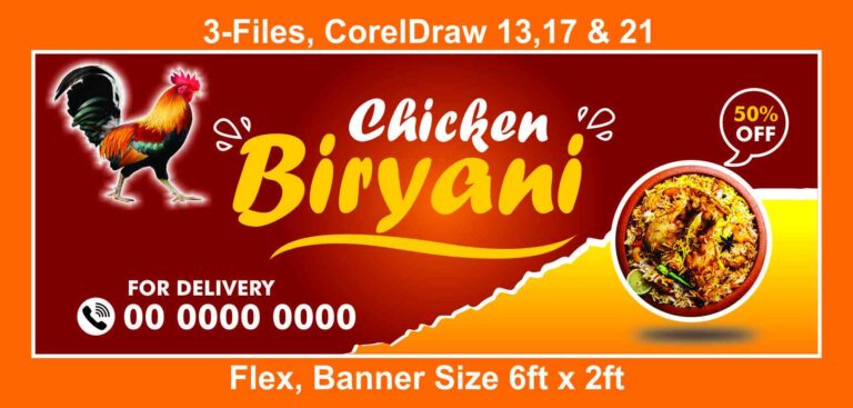 Chicken Biryani Flex Banner CDR File - cdrdesign.in