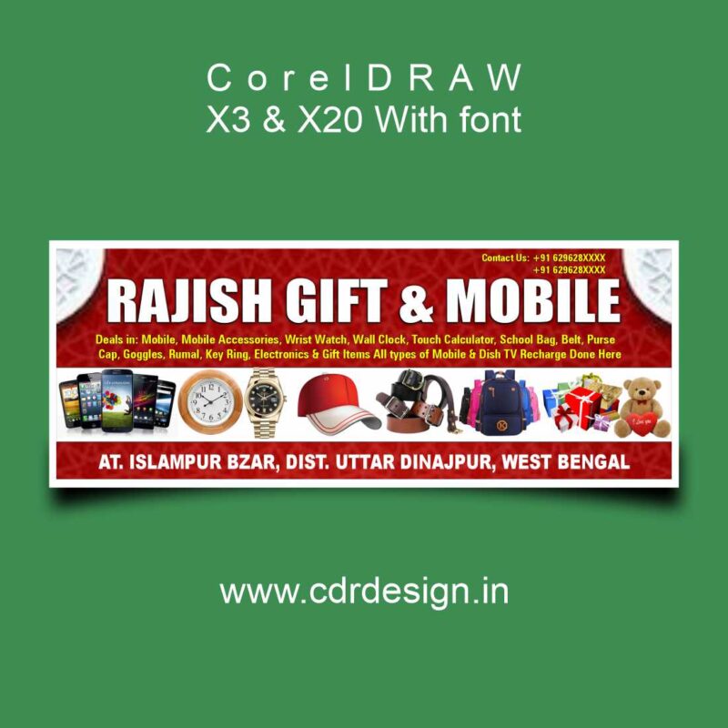 Gift & Mobile Shop Banner Design CDR File - cdrdesign.in