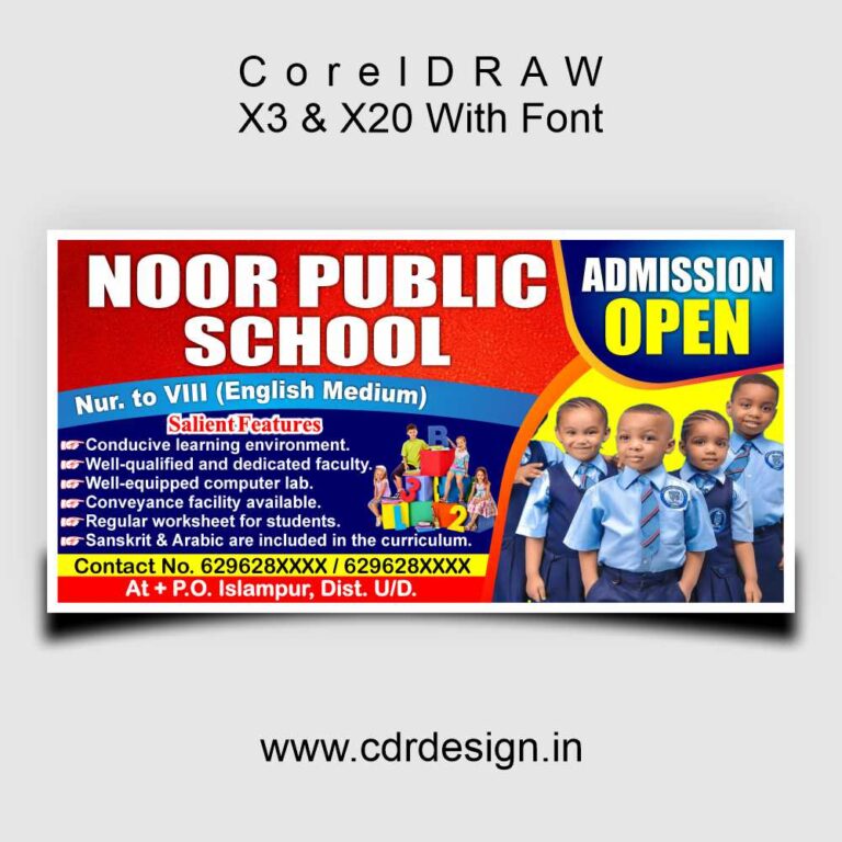 Noor Public School Banner Design CDR File - cdrdesign.in