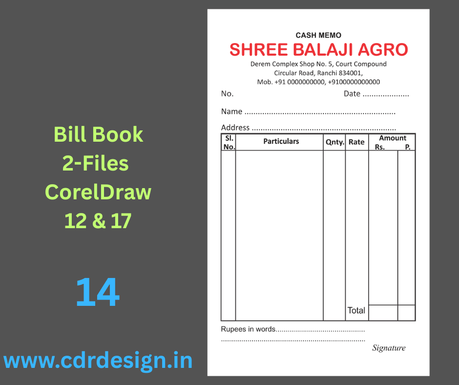 Jewellery Bill Book CDR File - cdrdesign.in