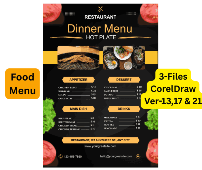Restaurant Menu Card Design CDR File - cdrdesign.in