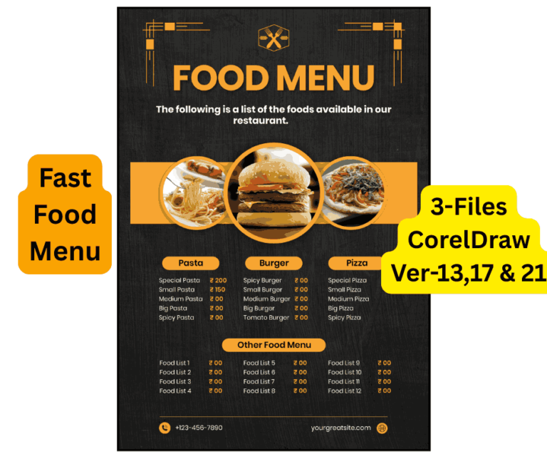 Hotel And Restaurants Menu Card Template CDR File - cdrdesign.in